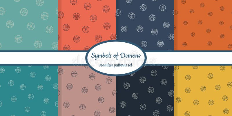 Collection of Seamless Patterns with Symbols of Demons Stock Vector ...