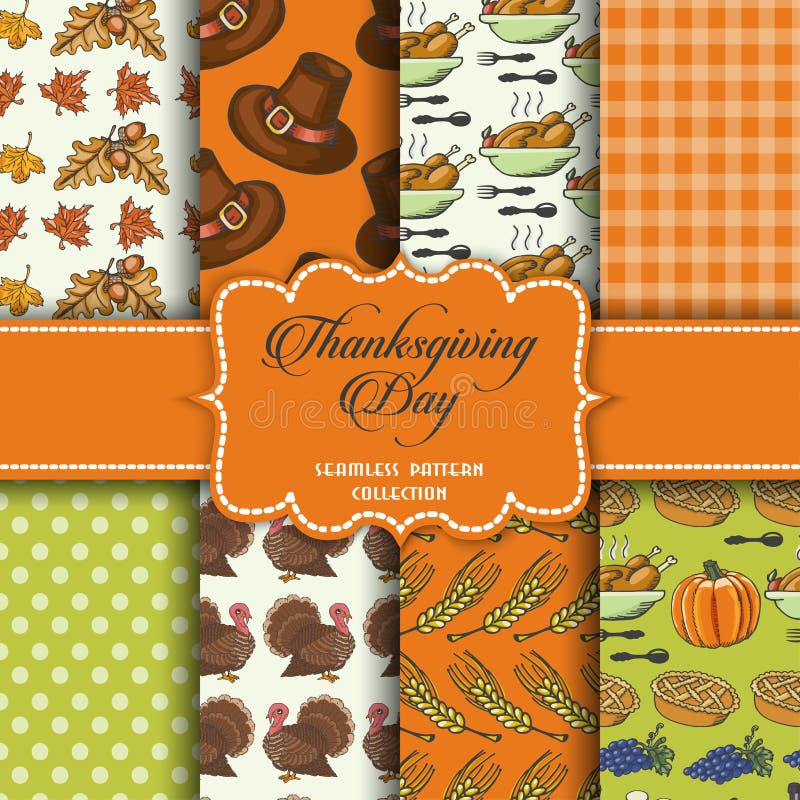 Collection of Seamless Patterns for the Thanksgiving Day Stock Vector ...