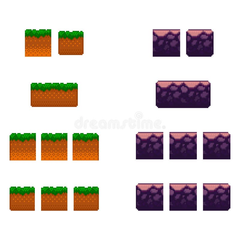 Collection of Seamless Pixel Ground Textures for Game Platforms. Vector ...
