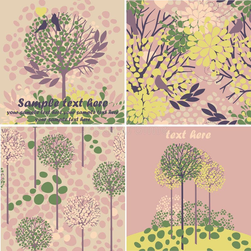 Collection of Seamless Textures and Cards, Trees and Natural Motifs ...