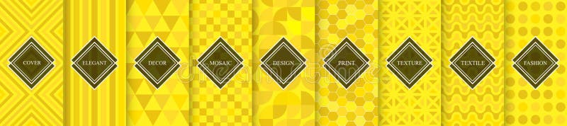 Collection of Seamless Vibrant Geometric Patterns. Yellow Mosaic Tile ...