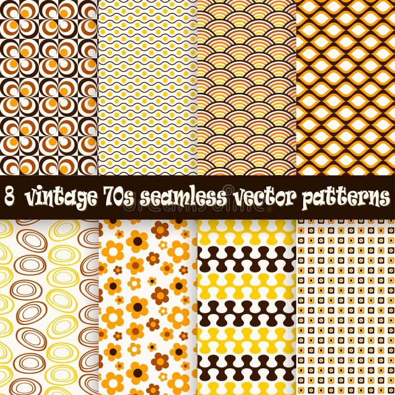 Pattern with Bold Geometric Shapes in 1970s Style Stock Vector ...