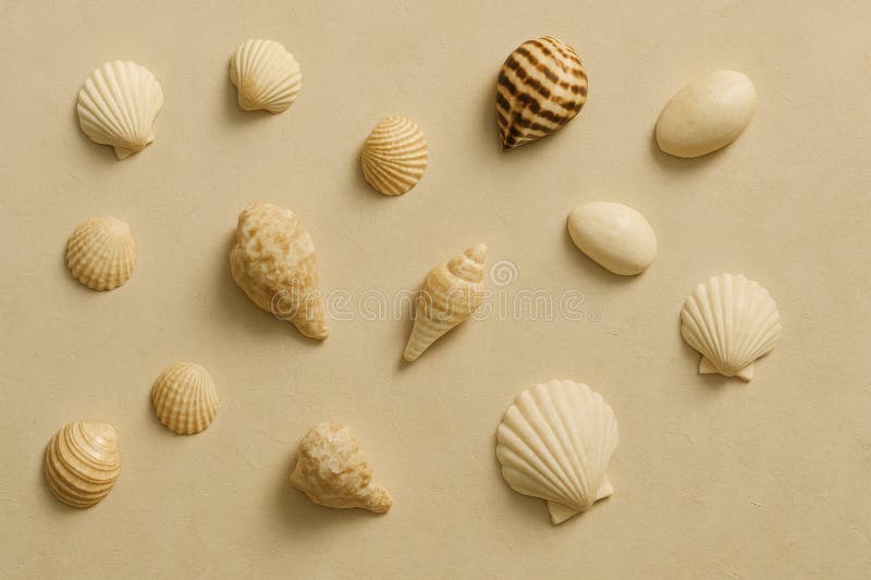 Collection of Seashells Arranged on a Sandy Surface Showcasing Unique ...