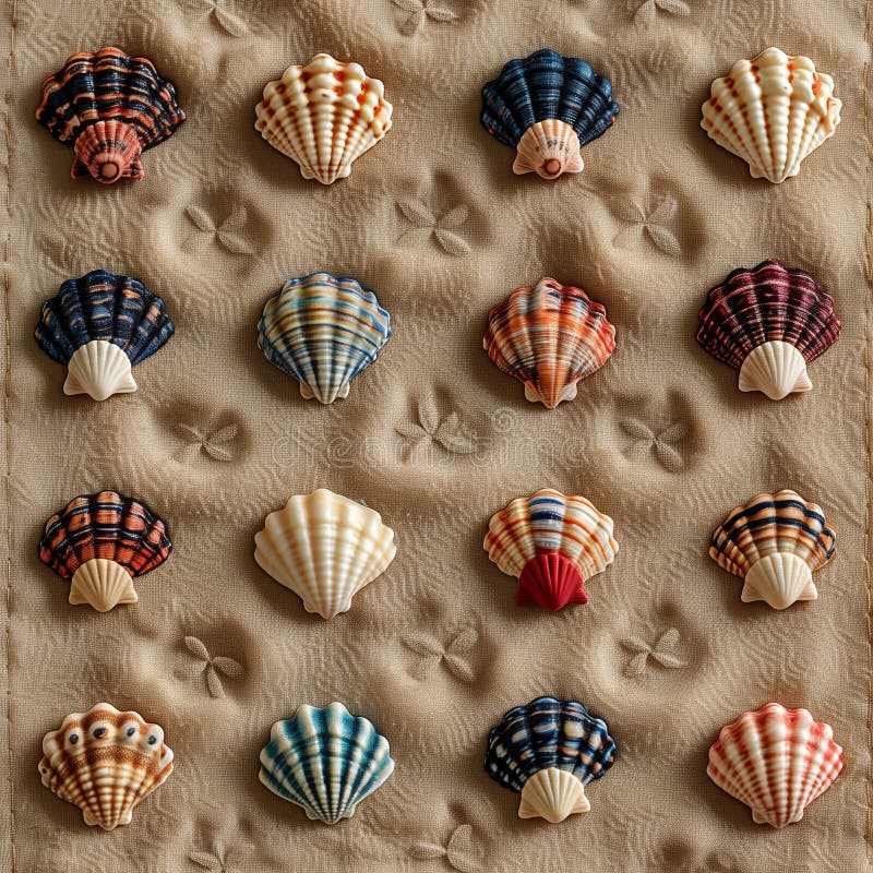 Collection of Seashells with Intricate Patterns on Sandy Background ...