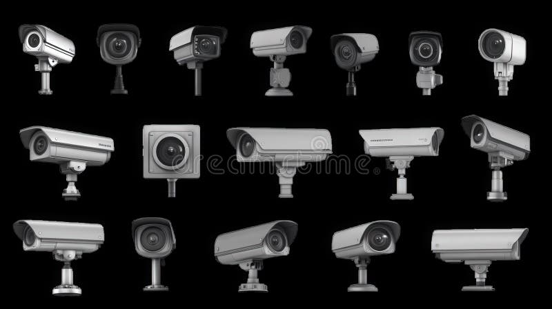 Collection of Security Cameras in Different Styles on Transparent ...