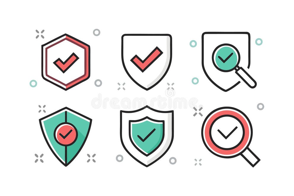 Security Checkmark Icons: Approved Protection Symbols Stock Vector ...