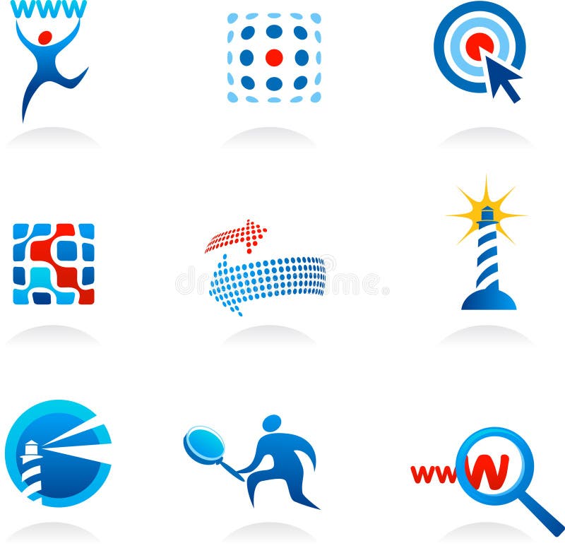 Collection of Seo Icons and Logos Stock Vector - Illustration of glass ...
