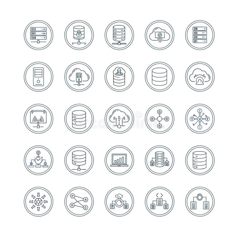 Database Outline Icons Collection Stock Illustrations – 3,098 Database ...
