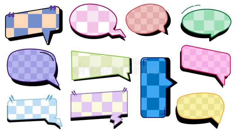 Collection Set of Aesthetic Checkerboard, Checkered Speech Bubble ...