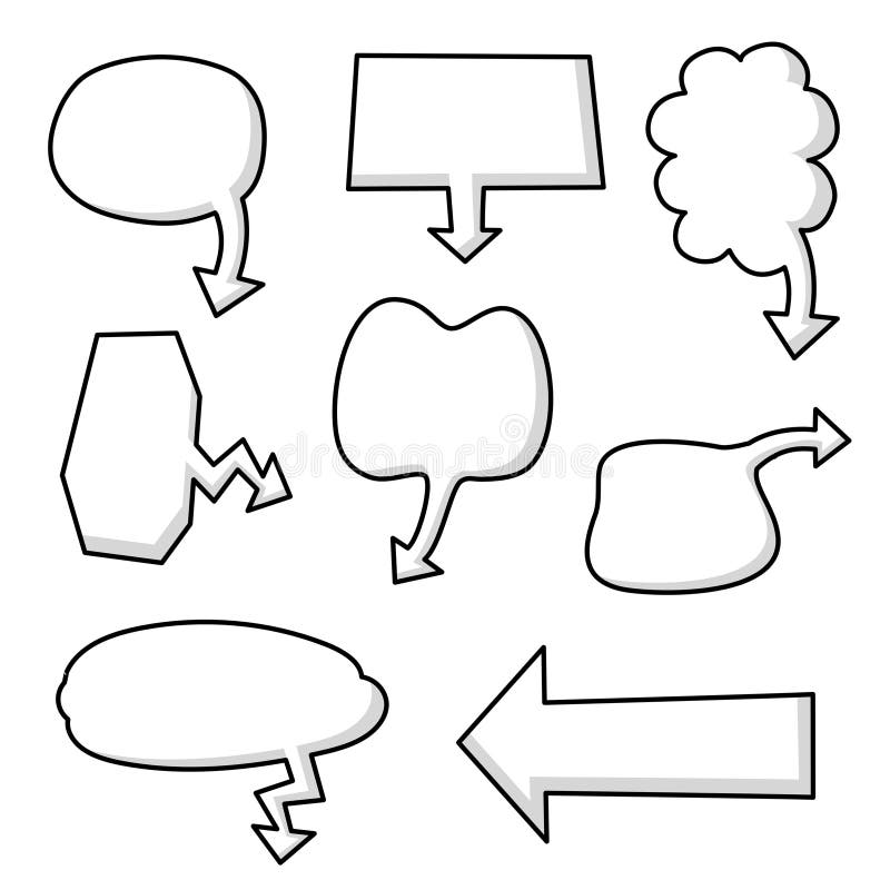 Collection Set of Black and White Speech Bubble Balloon with Arrow ...