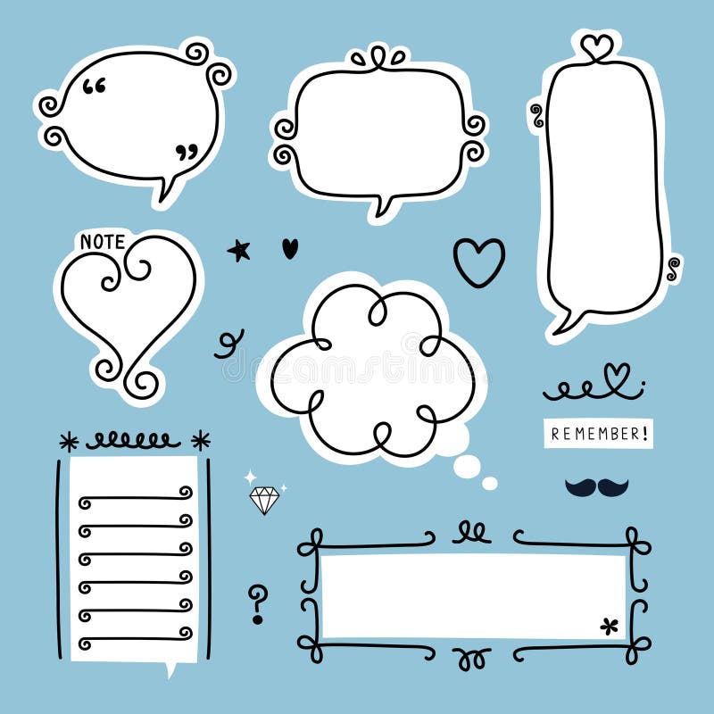 Collection Set of Blank Black and White Whisper Speech Bubble Balloon ...