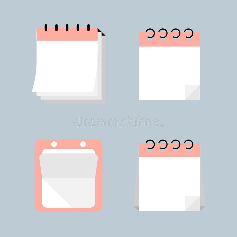 Collection Set of Blank Calendar Icon, Paper Note Pad, Text Box Stock ...