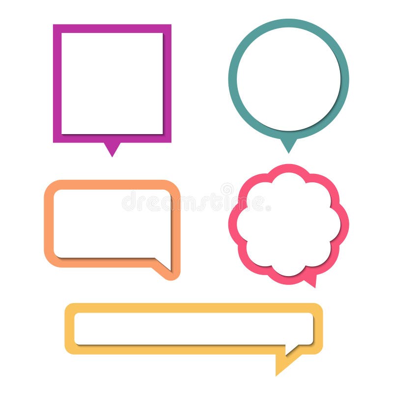 Collection Set of Blank Colorful Speech Bubble Balloon, Think, Speak ...