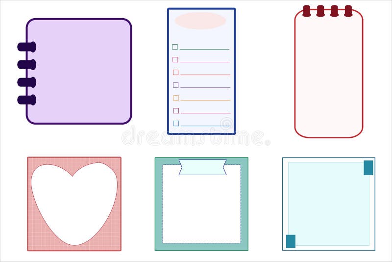 Set of Blank Cute Pastel Paper Templates Printable Striped Note ...