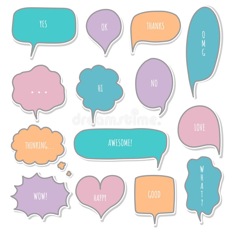 Collection Set of Blank Hand Drawing Speech Bubble Balloon, Think Speak ...