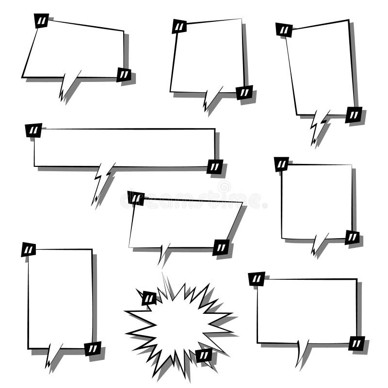 Collection Set of Blank Hand Drawn Speech Bubble Balloon with Quotation ...