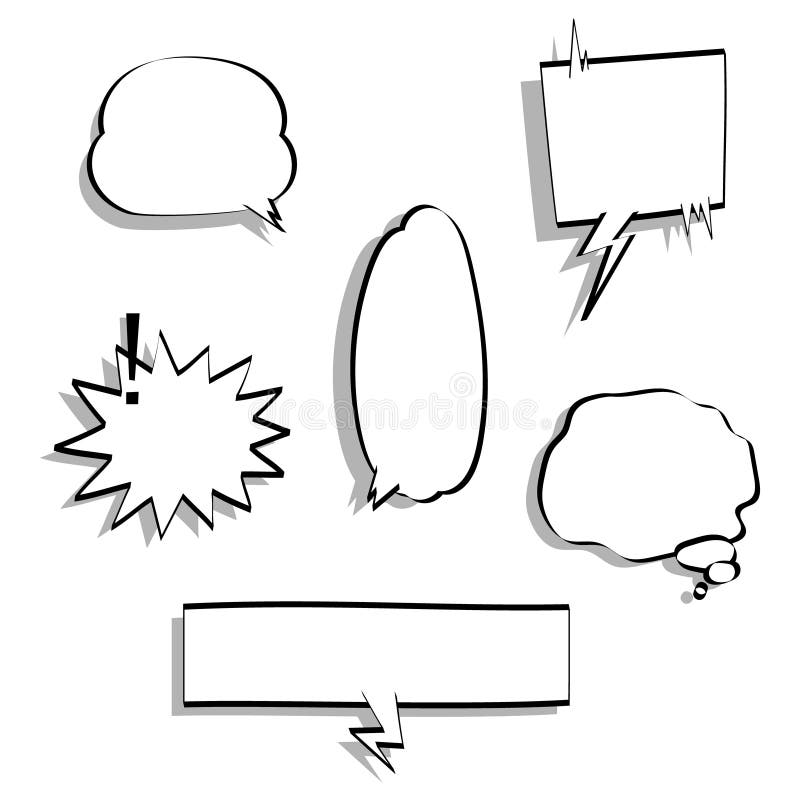 Collection Set of Blank Speech Bubble Balloon, Think, Speak, Talk, Text ...