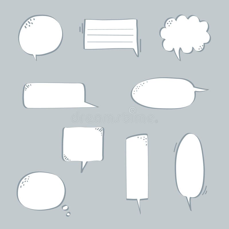 Collection Set of Blank Speech Bubble Balloon, Think, Speak, Talk, Text ...