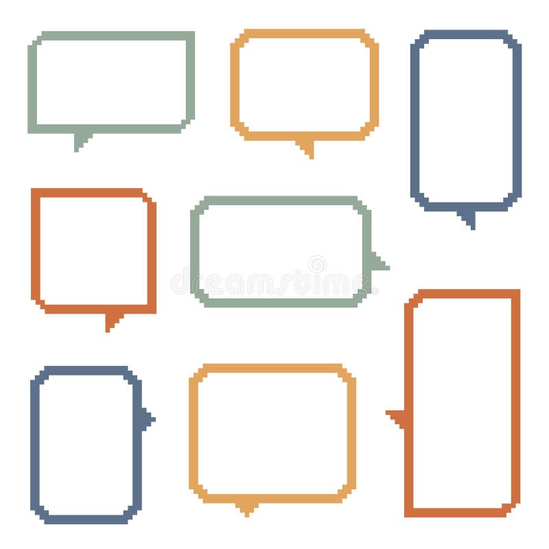 Collection Set of Colorful Retro Game 8bit Pixel Speech Bubble Balloon ...