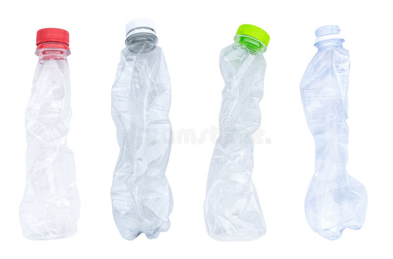 Compressed Plastic Drinking Water Bottle on ISolated Black Background ...