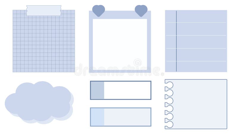 Collection Set of the Cute Blue Planner Template Notepad, Memo, Paper ...