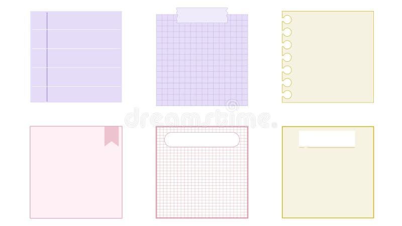Set of the Cute Colorful Notepad, Memo, Planner, Grid Paper, Sticky ...