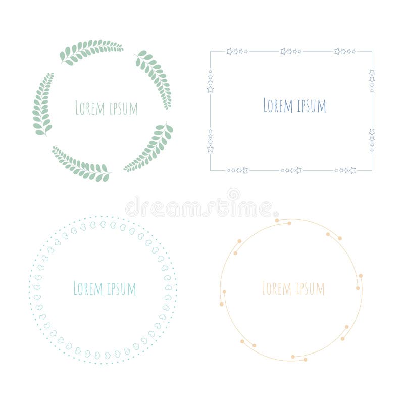 Collection Set of Cute, Pastel Lace Border Frame Line, Text Box, Banner ...