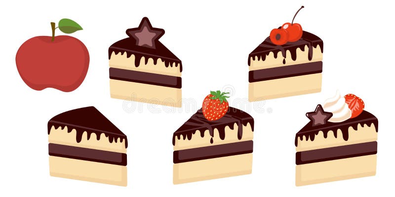 Collection Set of Dessert Object Chocolate Cheese Cake Stock Vector ...