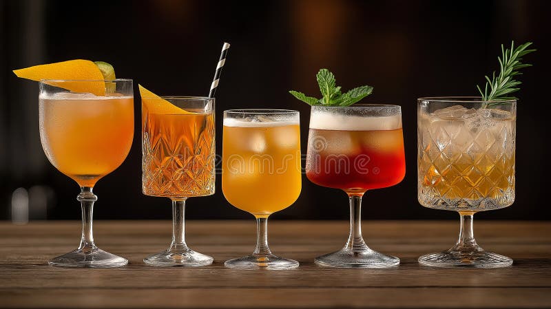 Collection or Set of Different Alcoholic Cocktails. Alcoholic Drinks ...
