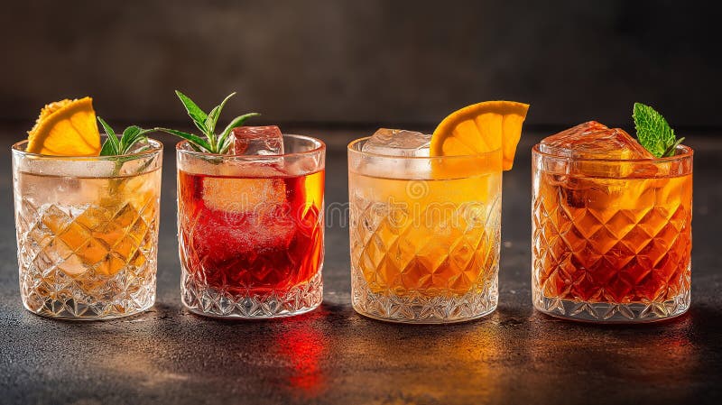 Collection or Set of Different Alcoholic Cocktails. Alcoholic Drinks ...