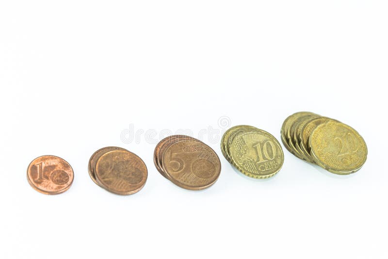 Collection Set of Euro Coins Isolated on White Background Stock Image ...