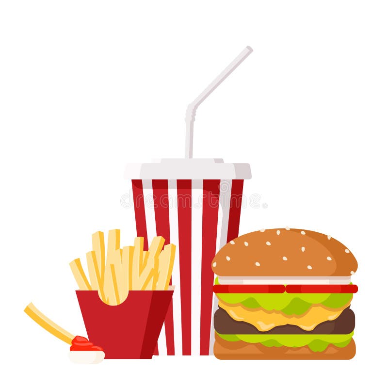 Collection Set of Fast Food Hamburger French Fries Soft Drink Stock ... Collection Set of Fast Food Hamburger French Fries Soft Drink Stock ...