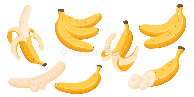 Collection Set of Fruit Cartoon Objects Banana Stock Vector ...