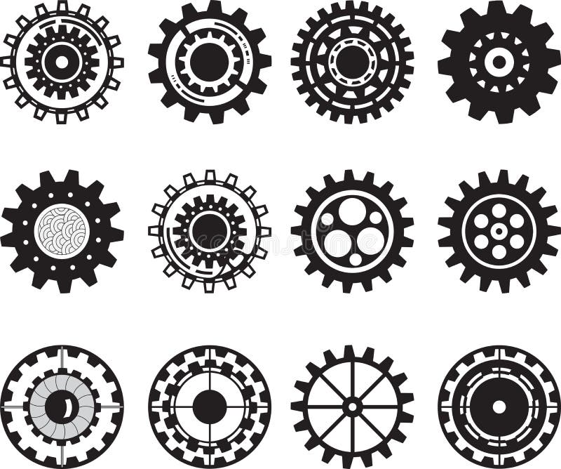 Collection/set of Gear Wheels Isolated on White Background. Stock ...