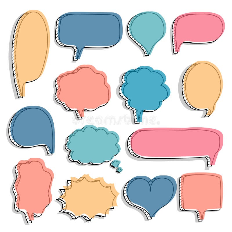 Collection Set of Hand Drawing Frame Border, Blank Speech Bubble ...