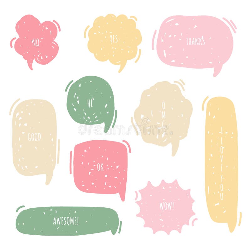 Collection Set of Hand Drawing Frame Border, Blank Speech Bubble ...