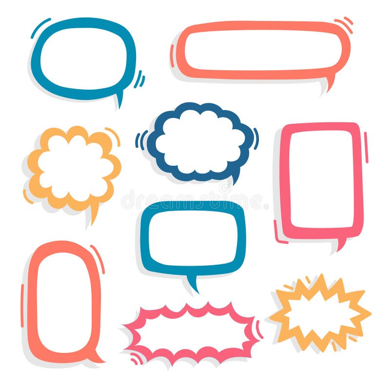 Collection Set of Hand Drawing Frame Border, Blank Speech Bubble ...
