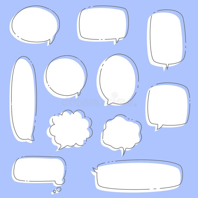 Collection Set of Hand Drawing Frame Border, Blank Speech Bubble ...