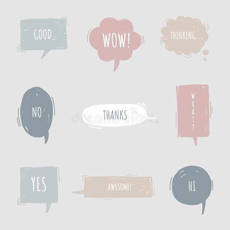 Collection Set of Hand Drawing Frame Border, Blank Speech Bubble ...