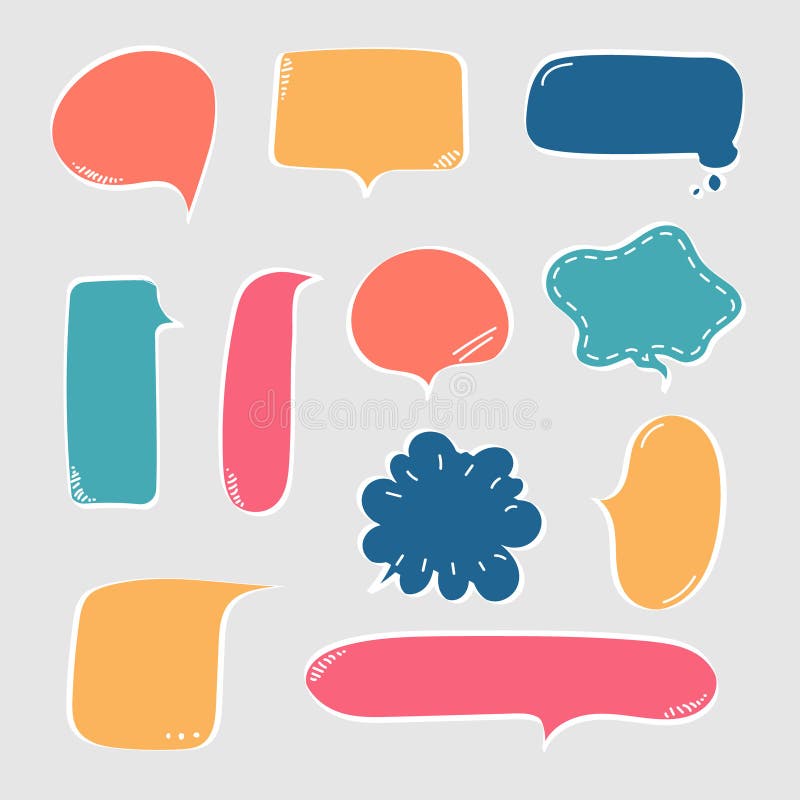 Collection Set of Hand Drawing Frame Border, Blank Speech Bubble ...