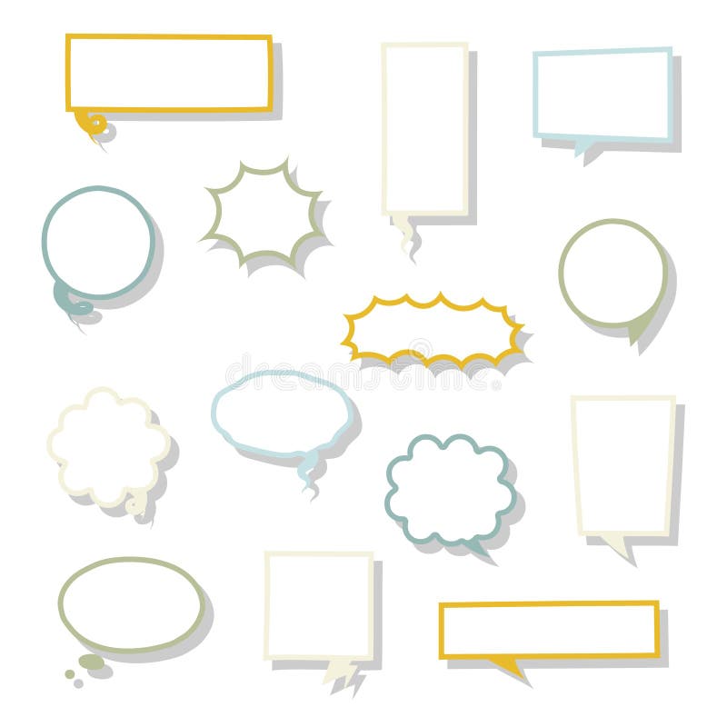 Collection Set of Hand Drawing Frame Border, Blank Speech Bubble ...