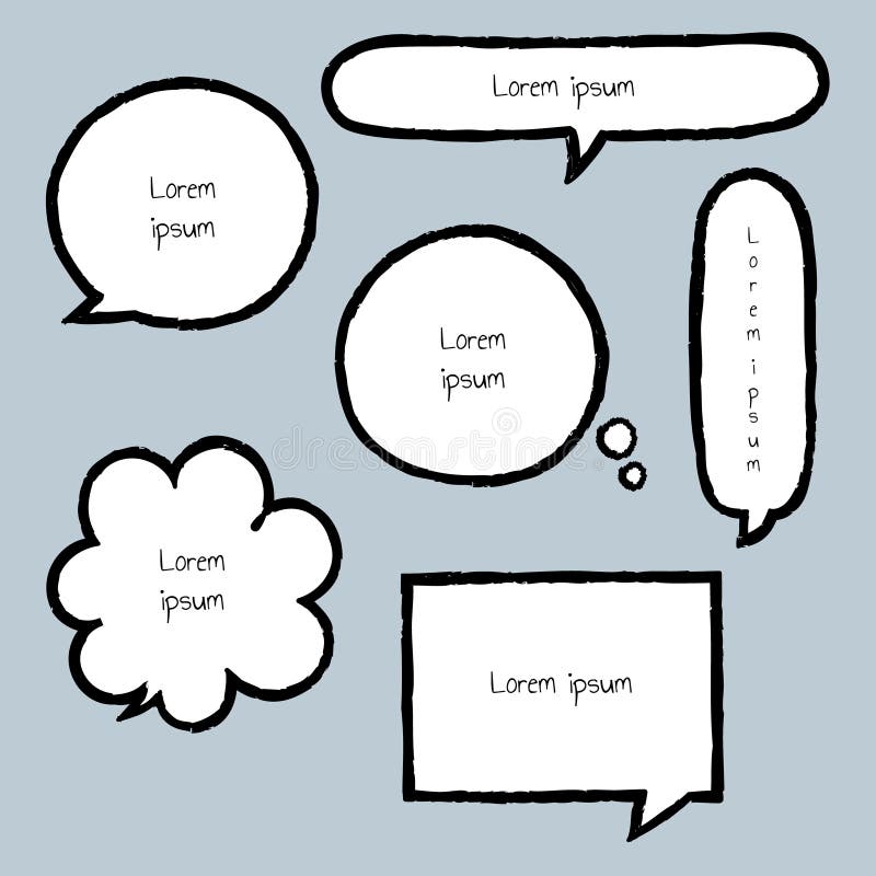 Collection Set of Hand Drawing, Grunge, Crayon, Speech Bubble Balloon ...