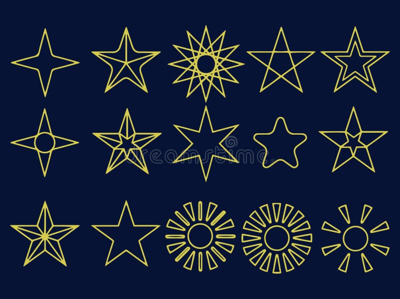 Collection Set of Label Star Vector Illustration Poster Template Stock ...