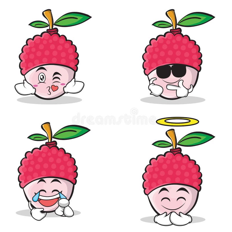 Collection Set of Lychee Cartoon Character Style Stock Vector ...