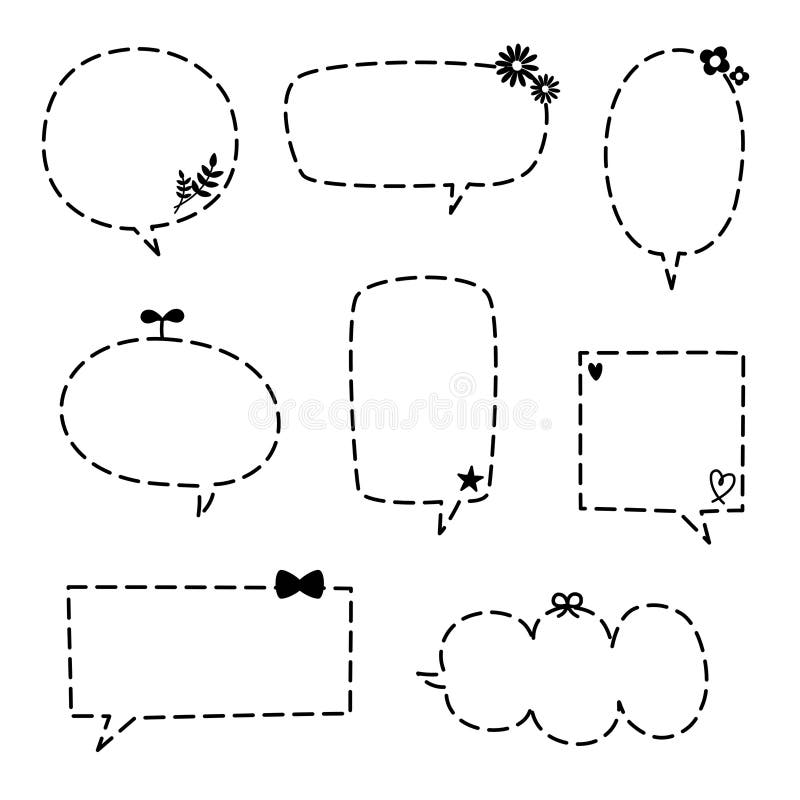 Collection Set of Minimal Doodle Hand Draw Speech Bubble Balloon, Think ...