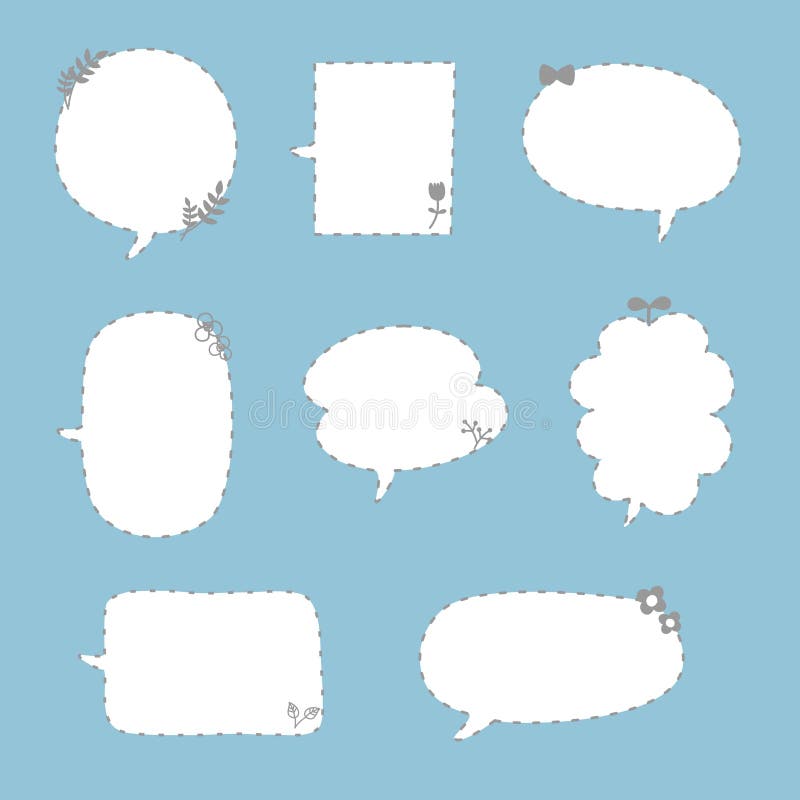 Collection Set of Minimal Doodle Hand Draw Speech Bubble Balloon, Think ...