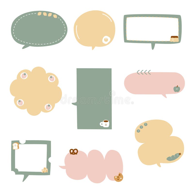 Collection Set of Minimal Doodle Hand Draw Speech Bubble Balloon, Think ...