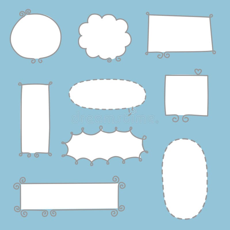 Collection Set of Minimal Doodle Hand Draw Speech Bubble Balloon, Think ...