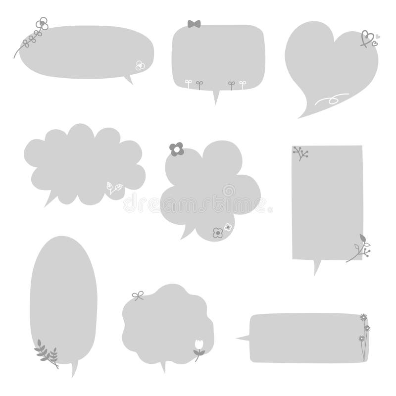 Collection Set of Minimal Speech Bubble Balloon, Think Speak Talk Text ...