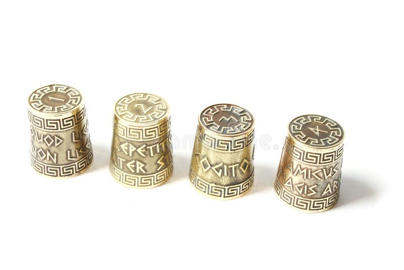 Collection Set Ot Four Decorative Thimbles with Etching with Greek ...